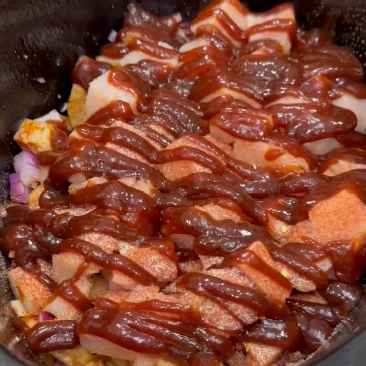 Crockpot BBQ Chicken and Potatoes - Cooking in the Midwest